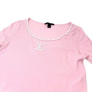 Louis Vuitton | Tops | Louis Vuitton Vintage Lv Logo Tshirt Top L Beads ...